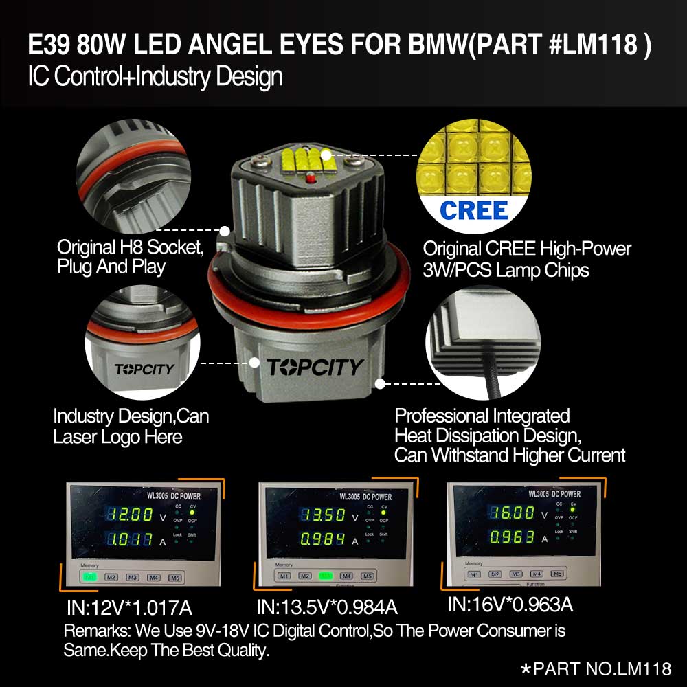 Topcity E39 80W LED Angel Eye | angel eyes e39 | bmw e39 led angel eyes ...